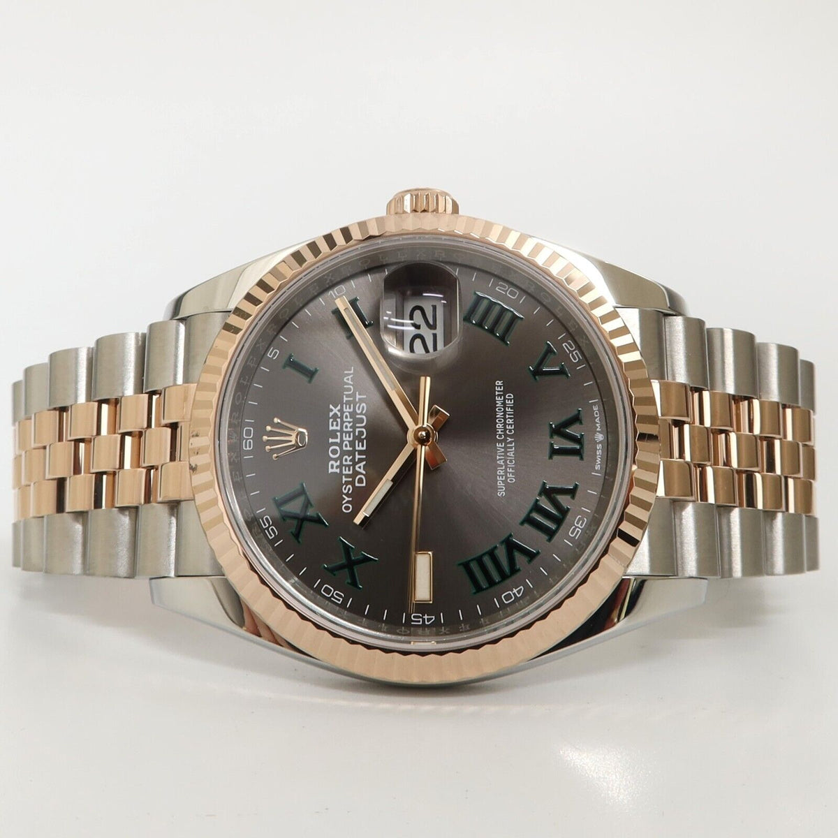 Rolex Datejust 36 18kt Rose Gold & Stainless Steel Wimbledon Dial Jubi