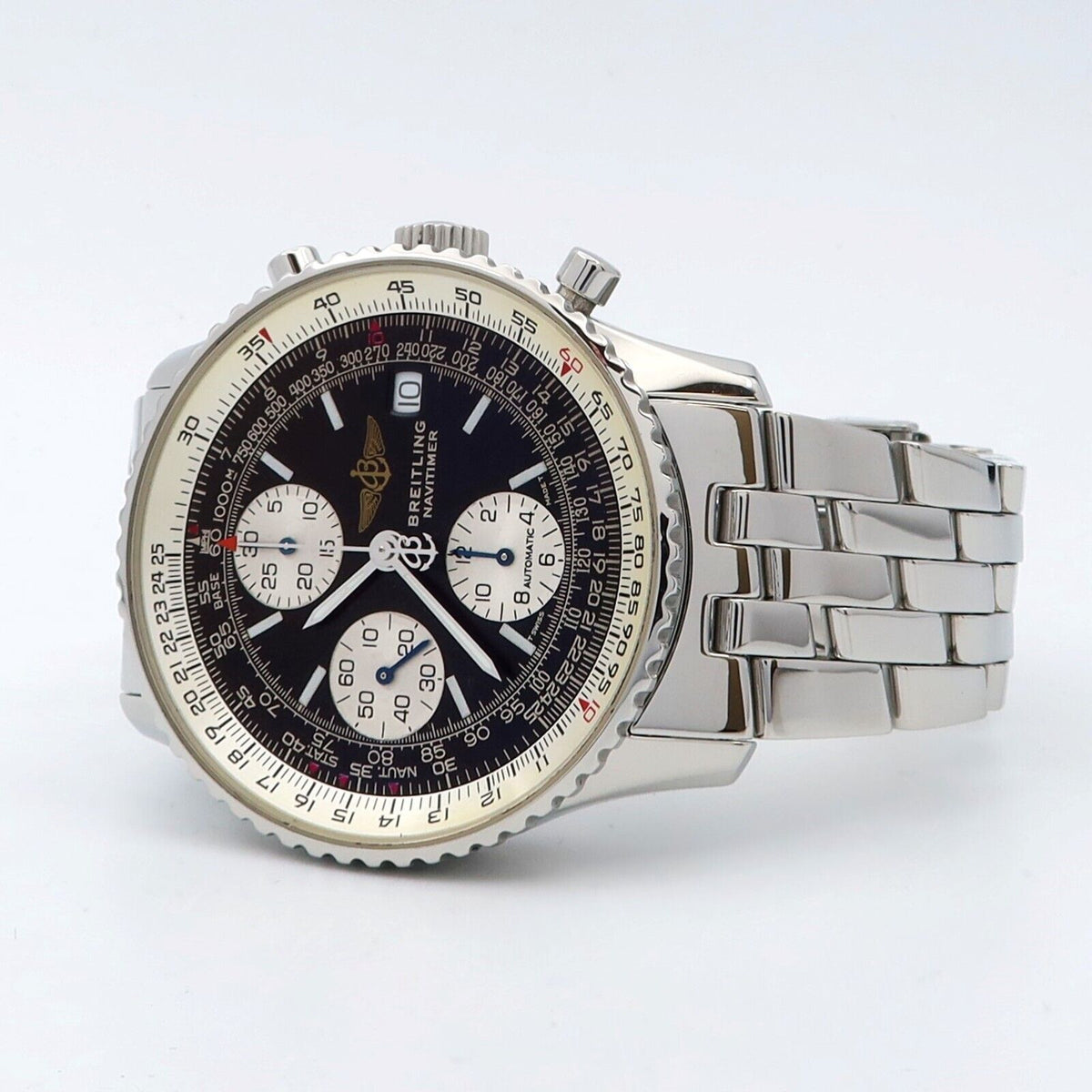Breitling Old Navitimer Black Dial Stainless Steel Automatic Chronogra