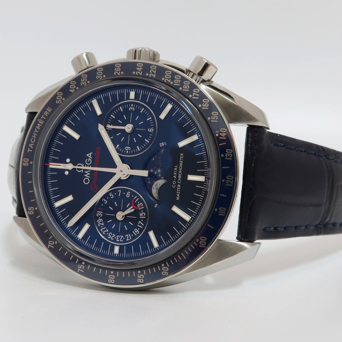 Omega Speedmaster Moonphase Blue Dial Chronograph Automatic 304.33.44.