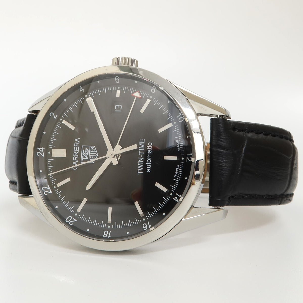 TAG Heuer Carrera Calibre 7 Twin-Time Black Dial GMT Steel Automatic W