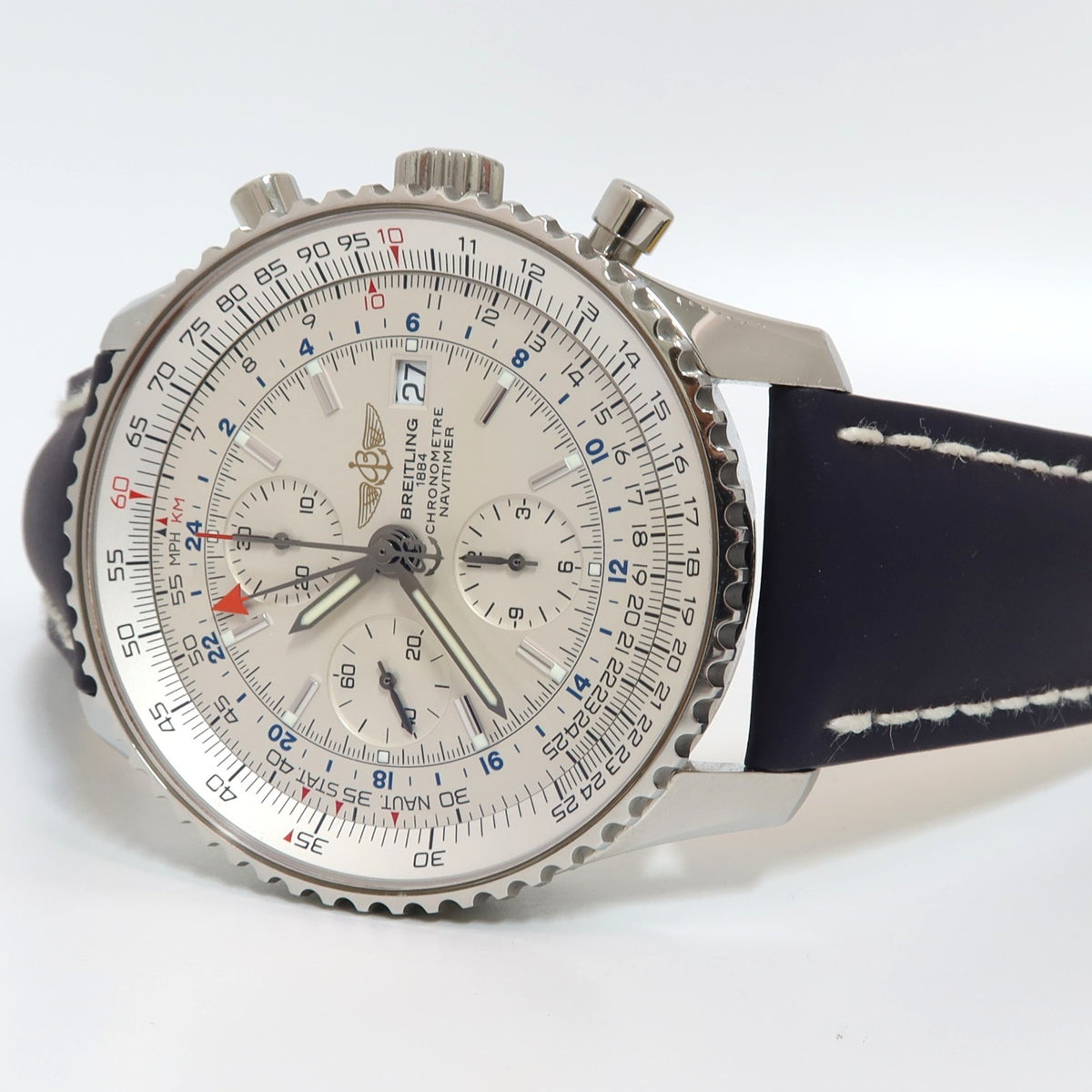 Breitling Navitimer World Silver Dial Chronograph Stainless Steel 46MM