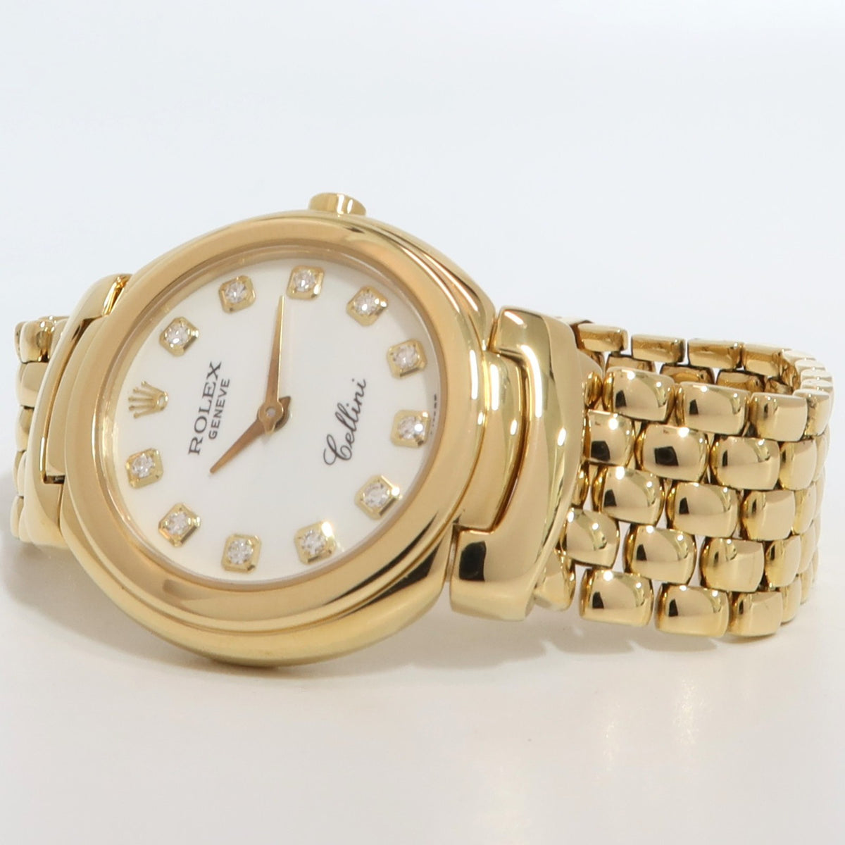 Rolex Cellini Ladies Solid 18kt Yellow Gold White Diamond Dial Quartz